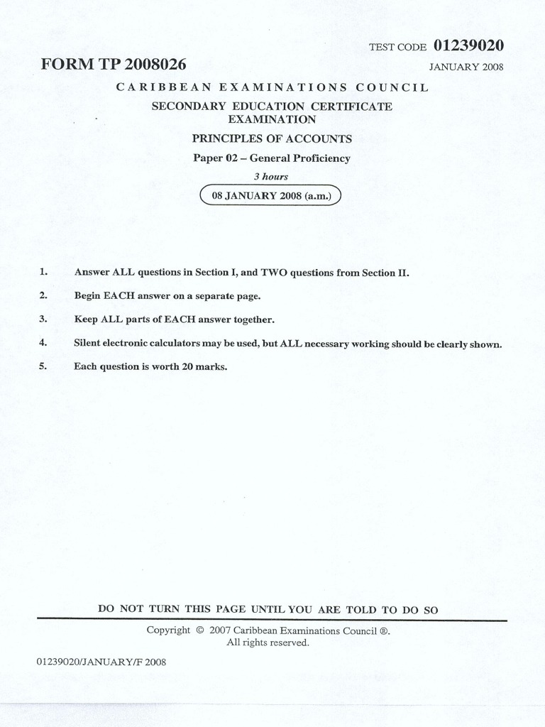 CSEC POA January 2008 P2 PDF | PDF | Debits And Credits | Liability ...