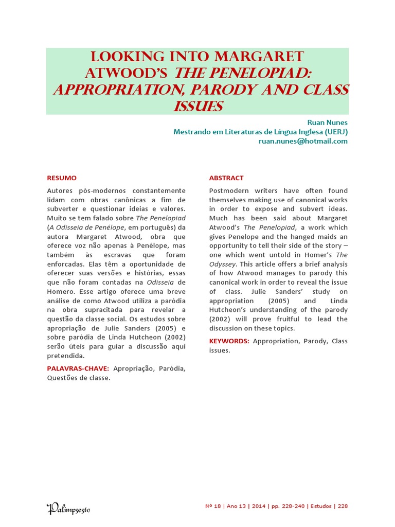The Penelopiad Analysis PDF | PDF | Penelope | Odyssey