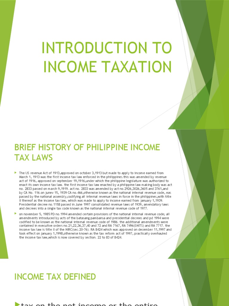 An Overview of Philippine Income Tax Laws and Principles | PDF ...