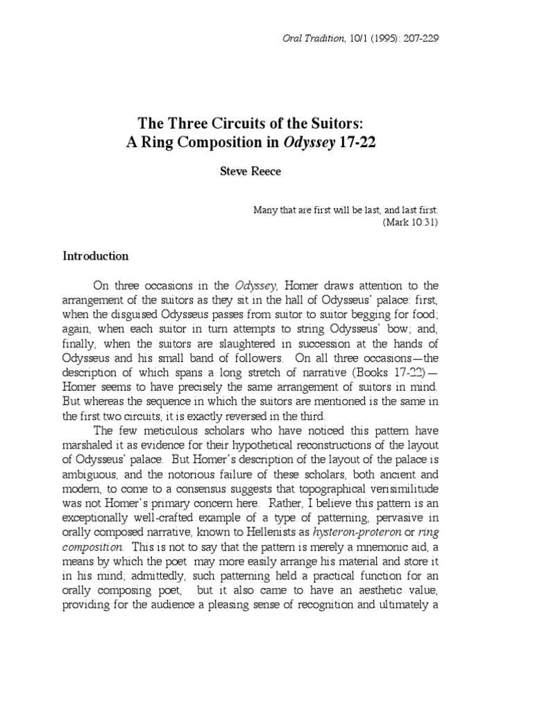 The Three Circuits of The Suitors: A Ring Composition in Odyssey 17-22 ...