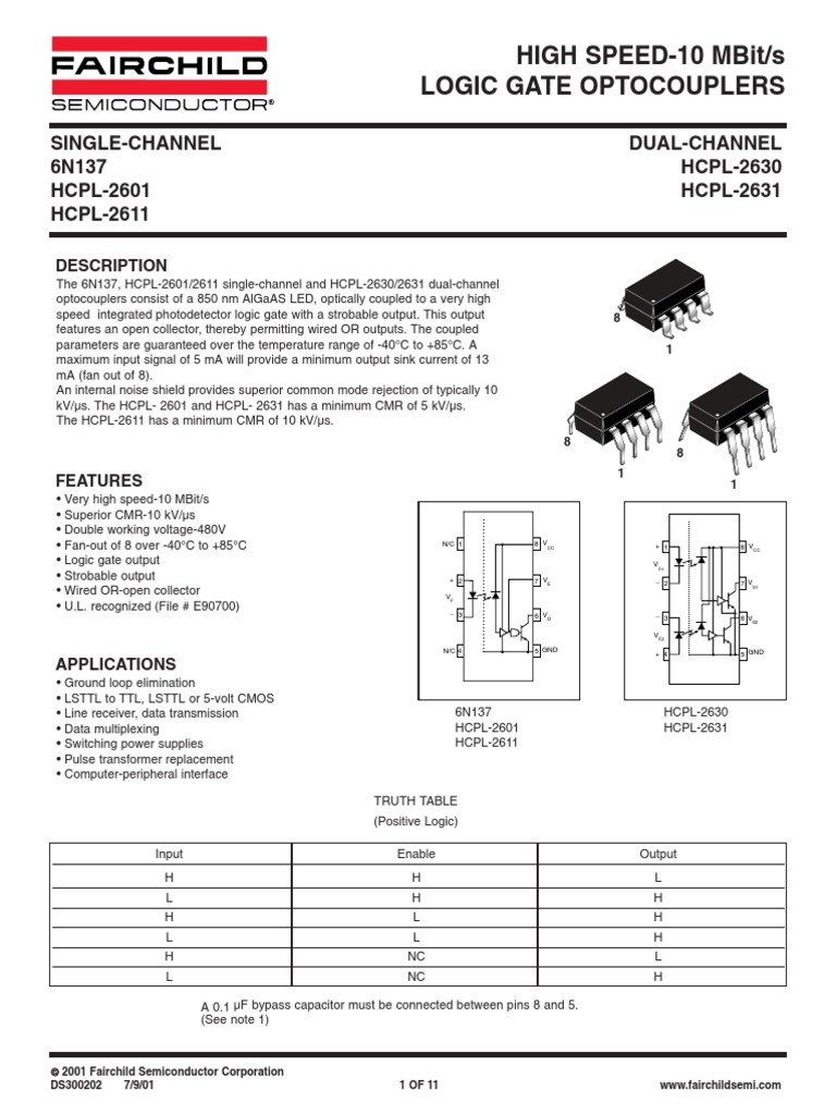 HCPL-2630 FairchildSemiconductor PDF | PDF | Capacitor | Electrical ...