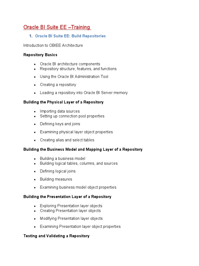 OBIEE Training Contents | PDF | Databases | Oracle Database