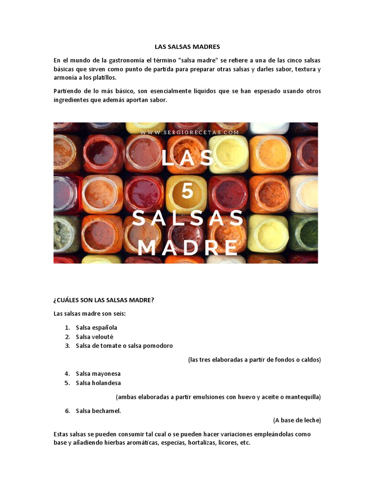 Las Salsas Madres | PDF | Salsa | Mayonesa