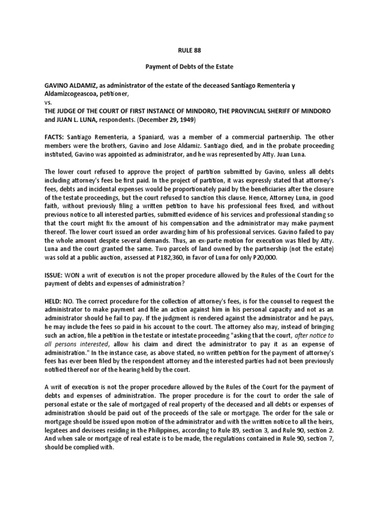 Rule 88 | PDF | Intestacy | Probate