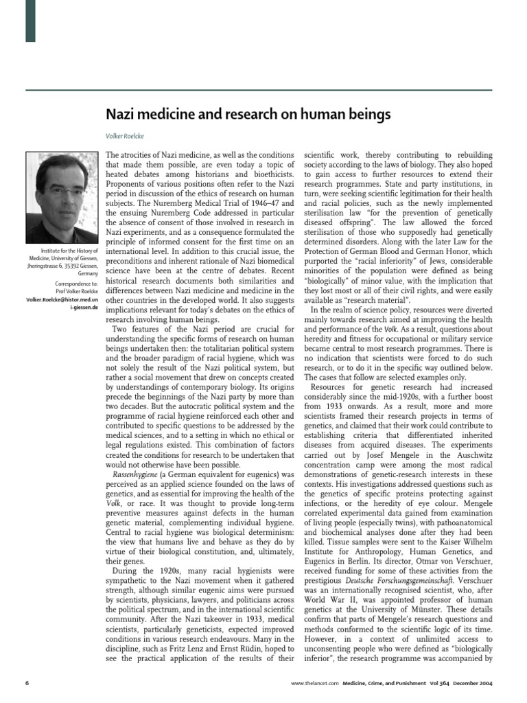 Nazi Medicine and Research On Human Beings | PDF | Nazi Germany | Eugenics