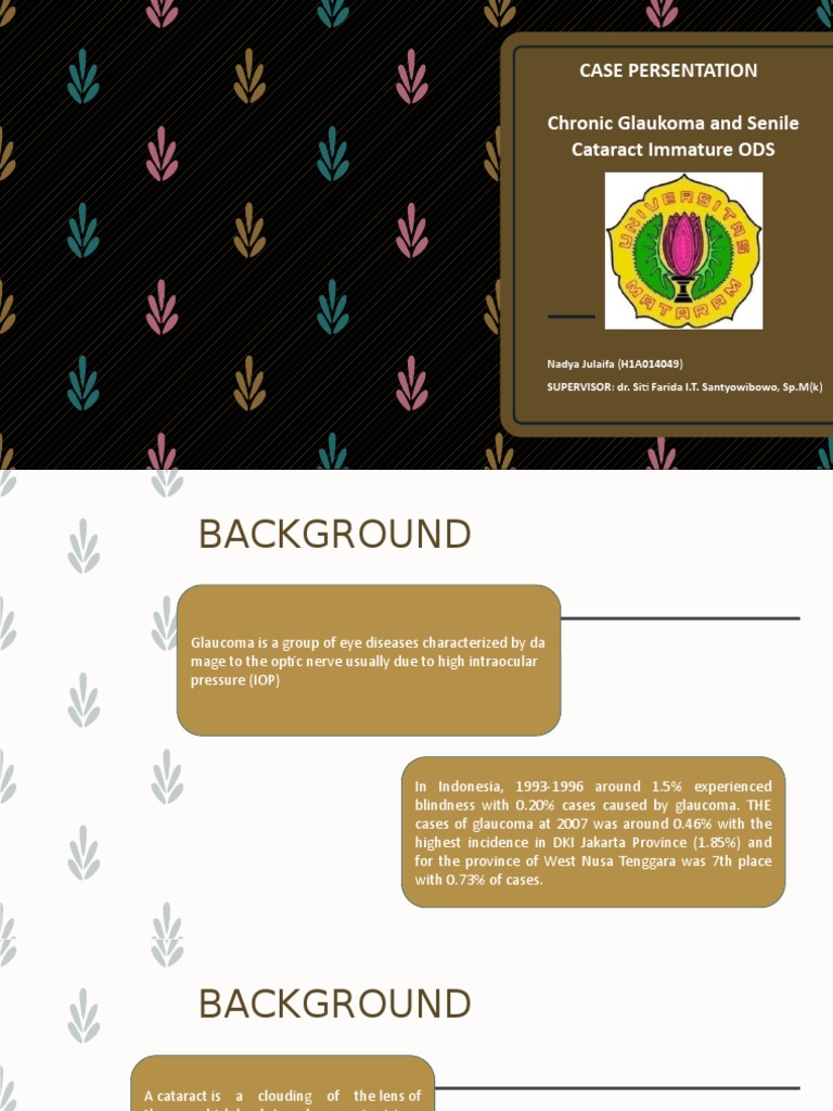Chronic Glaucoma & Cataract Case Study | PDF | Glaucoma | Cataract