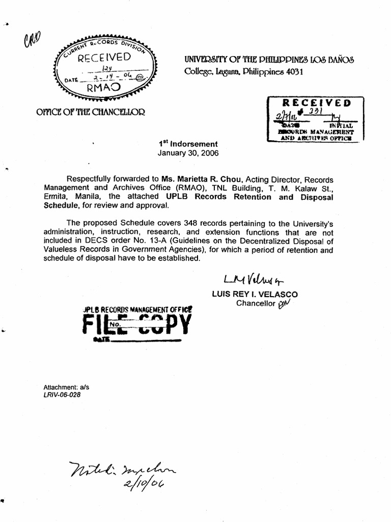 Records Retention and Disposition Schedule | PDF | Undergraduate ...