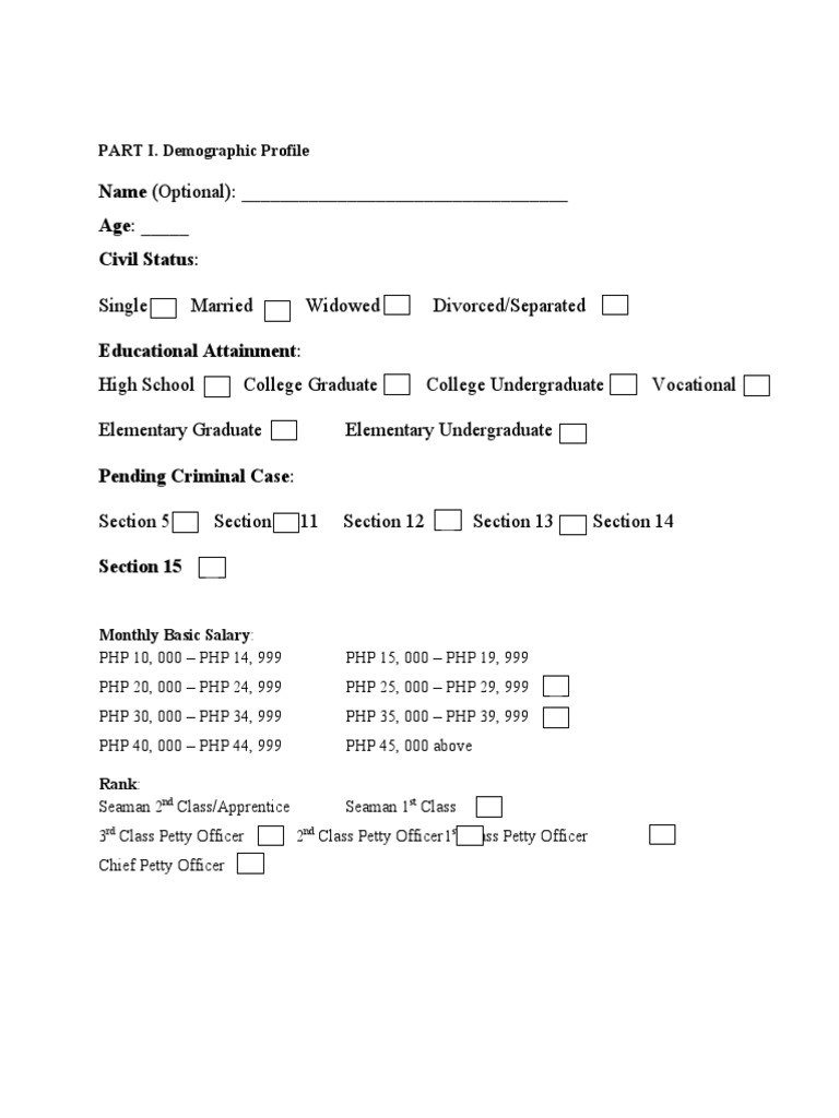 Demographic Profile Form Template | PDF | Business | Social Science