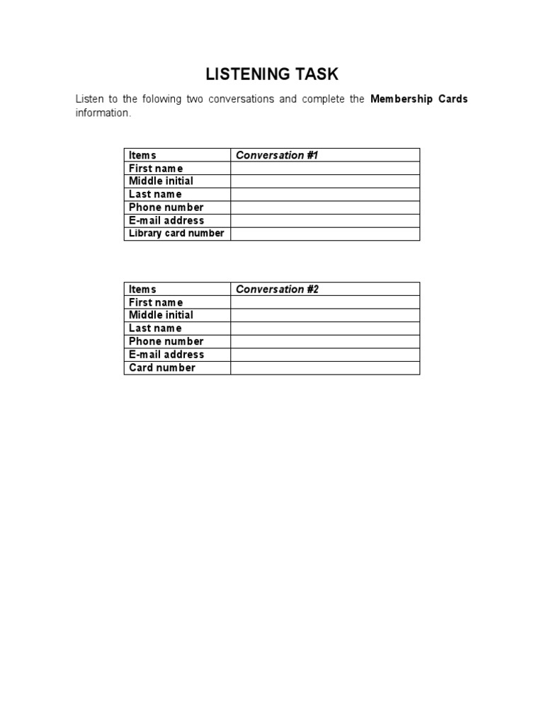 Listening TASK | PDF