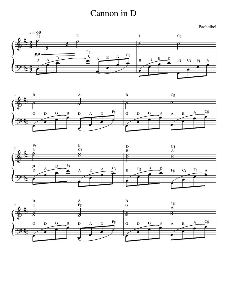 Canon in D Arr. Lee Galloway - Piano With Notes Names | PDF | Pachelbel ...