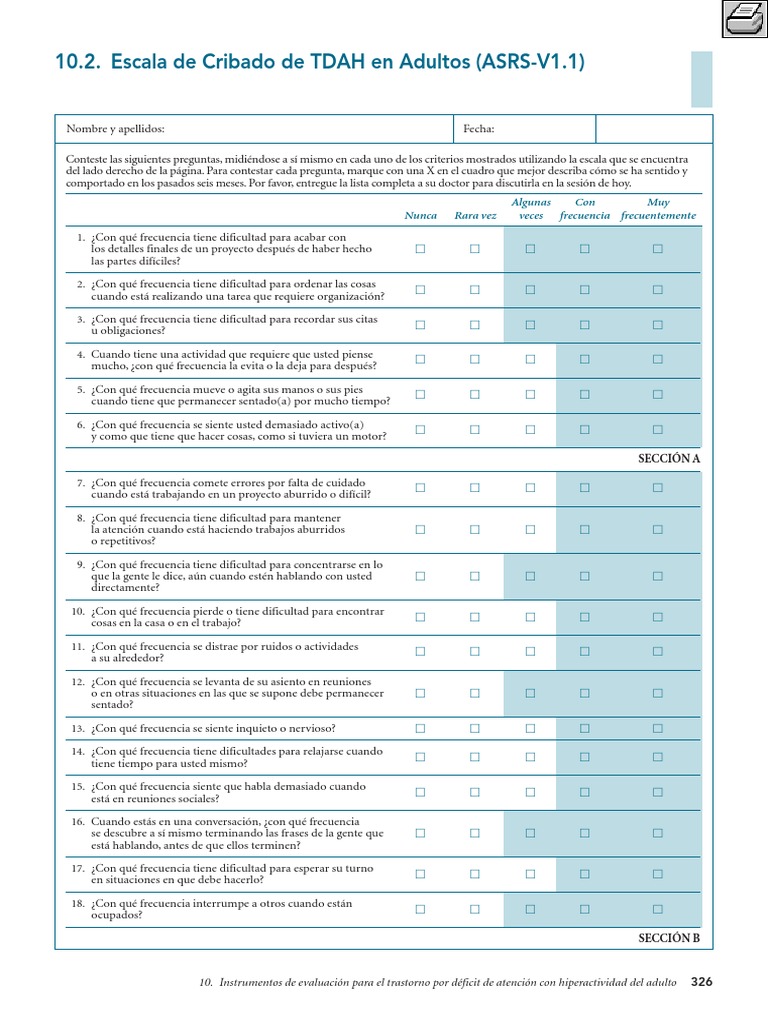TDAH Adultos ASRS | PDF | Desorden hiperactivo y deficit de atencion