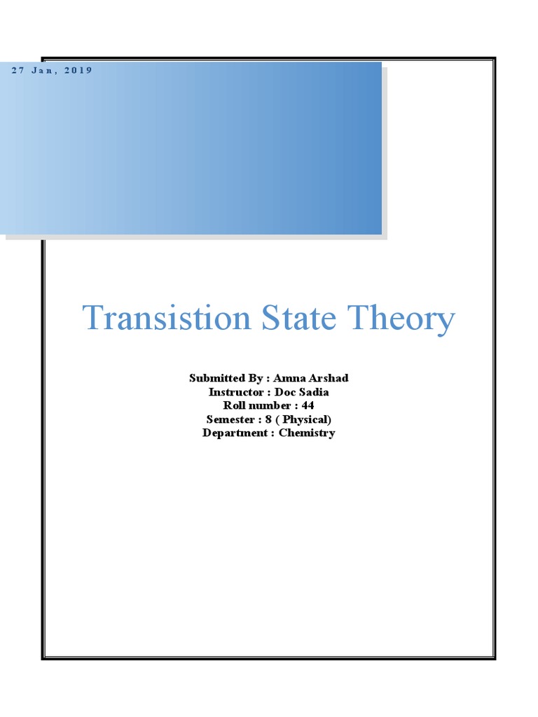Transition State Theory Overview | PDF | Reaction Rate Constant ...
