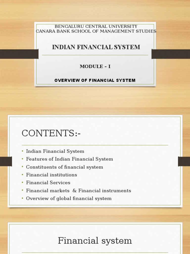 Indian Financial System: Bengaluru Central University Canara Bank ...