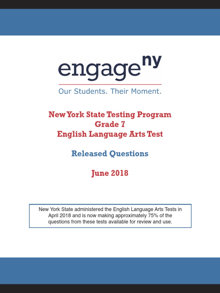 New York State Testing Program Grade 7 English Language Arts Test | PDF ...