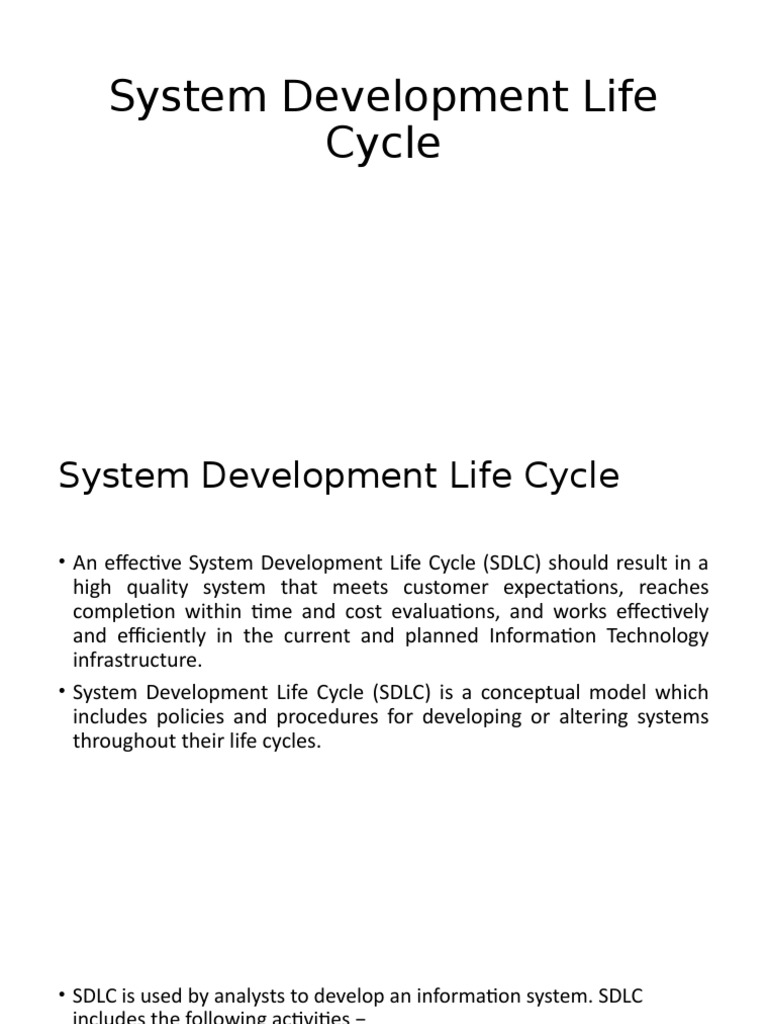 System Development Life Cycle | PDF | Software Development Process ...