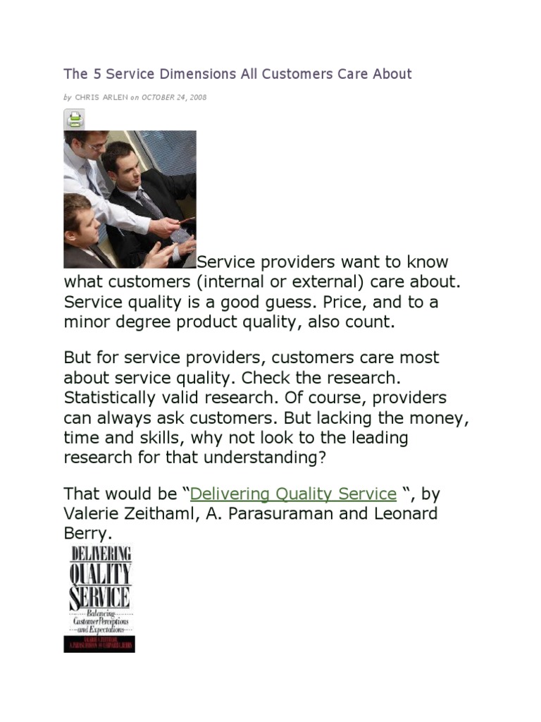 Five Key Dimensions of Service Quality | PDF | Performance Indicator ...