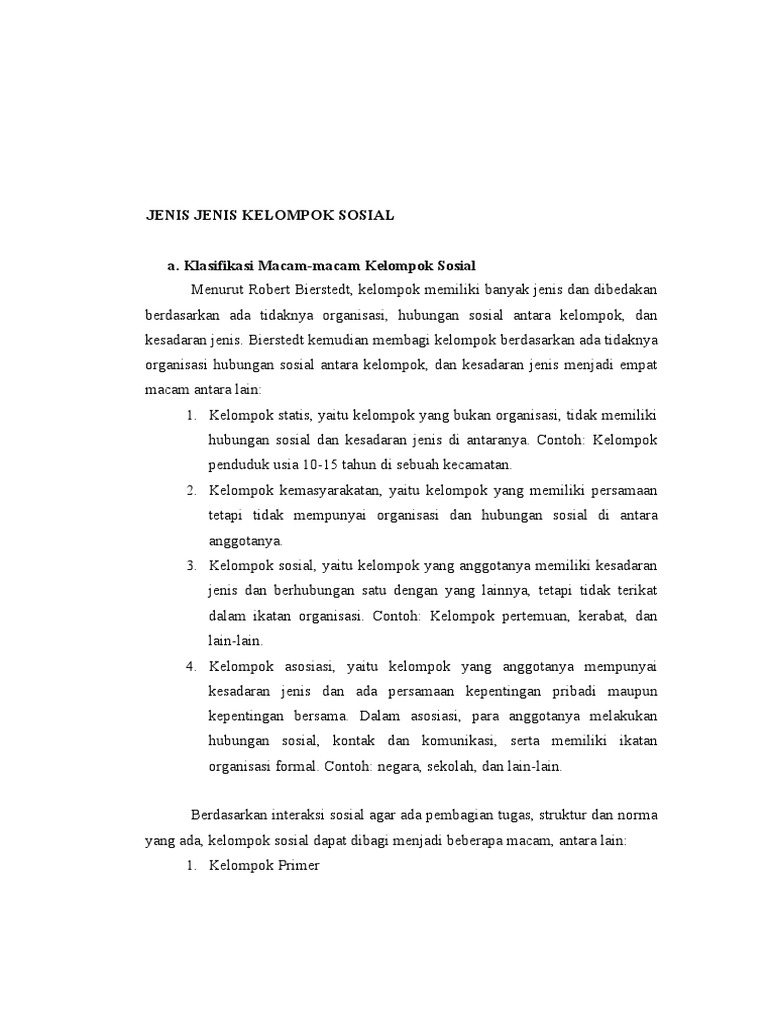 Jenis Jenis Kelompok Sosial1 | PDF