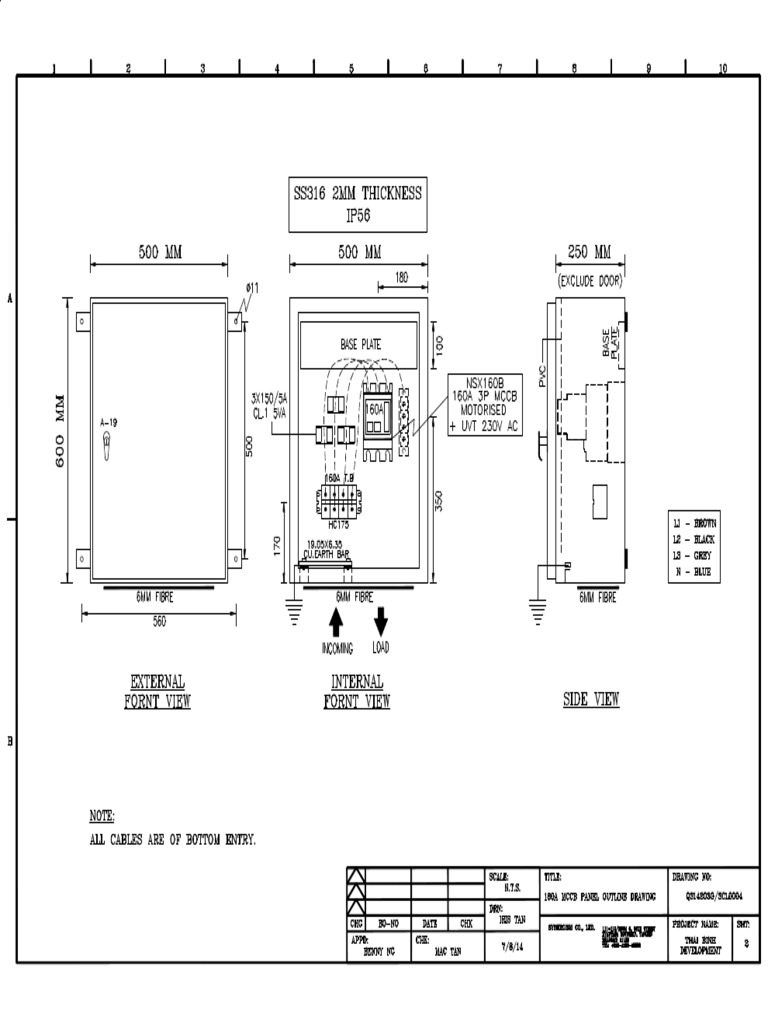 2 160A MCCB Panel Outline Drawing PDF | PDF