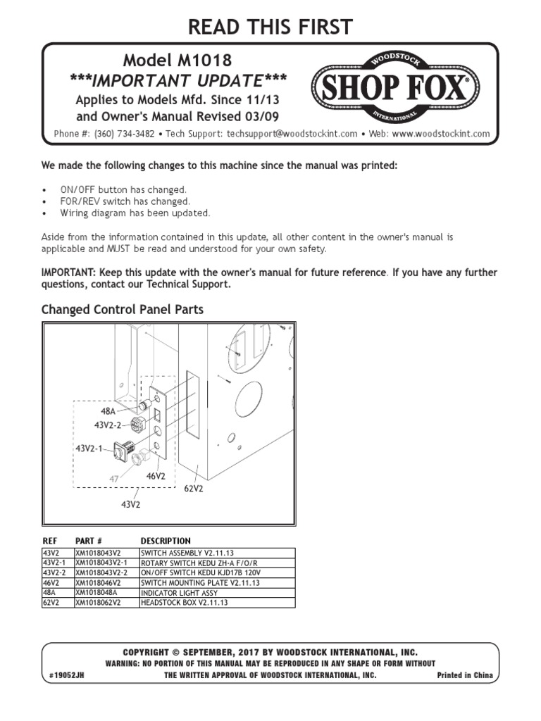 Shop Fox Parts List | PDF | Screw | Tools