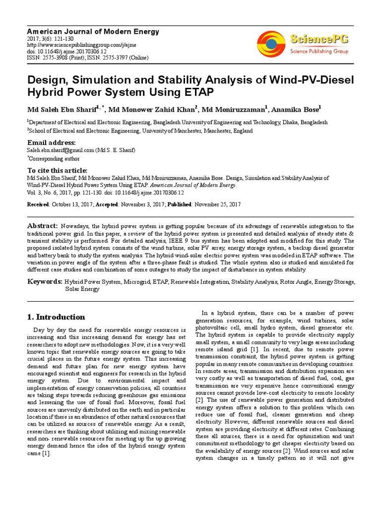 Hybrid Wind-PV-Diesel Power System Analysis | PDF | Wind Power ...