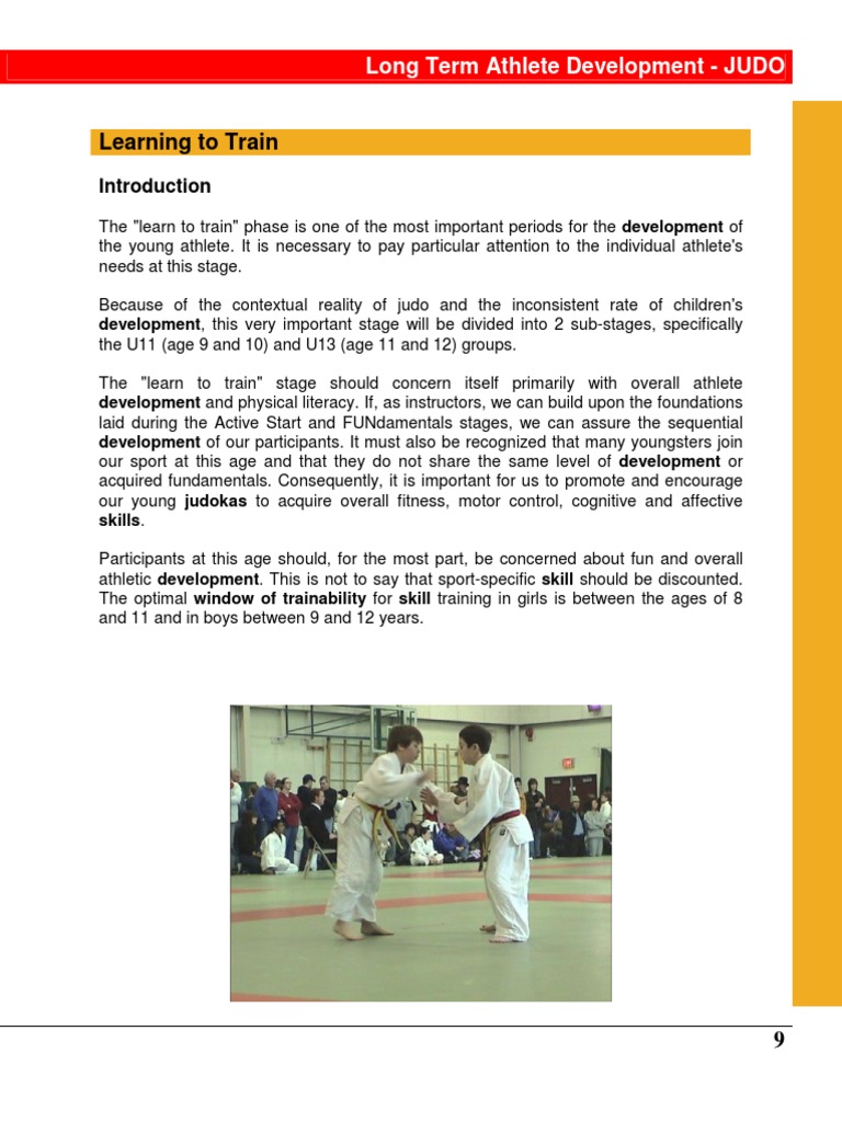 Learning To Train: Long Term Athlete Development - JUDO | Download Free PDF | Judo | Behavioural ...