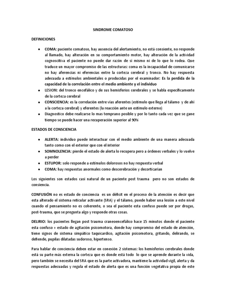 Comprensión del síndrome comatoso: definiciones, estados de conciencia ...