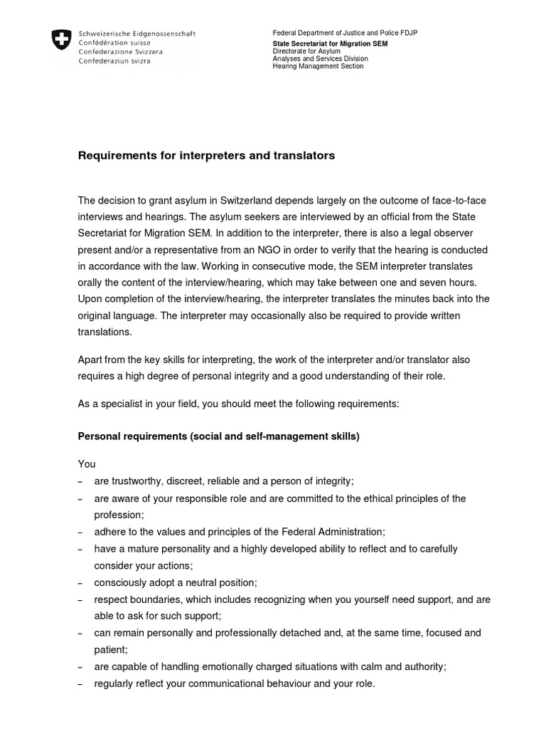 Requirements For Interpreters and Translators | PDF | Language ...