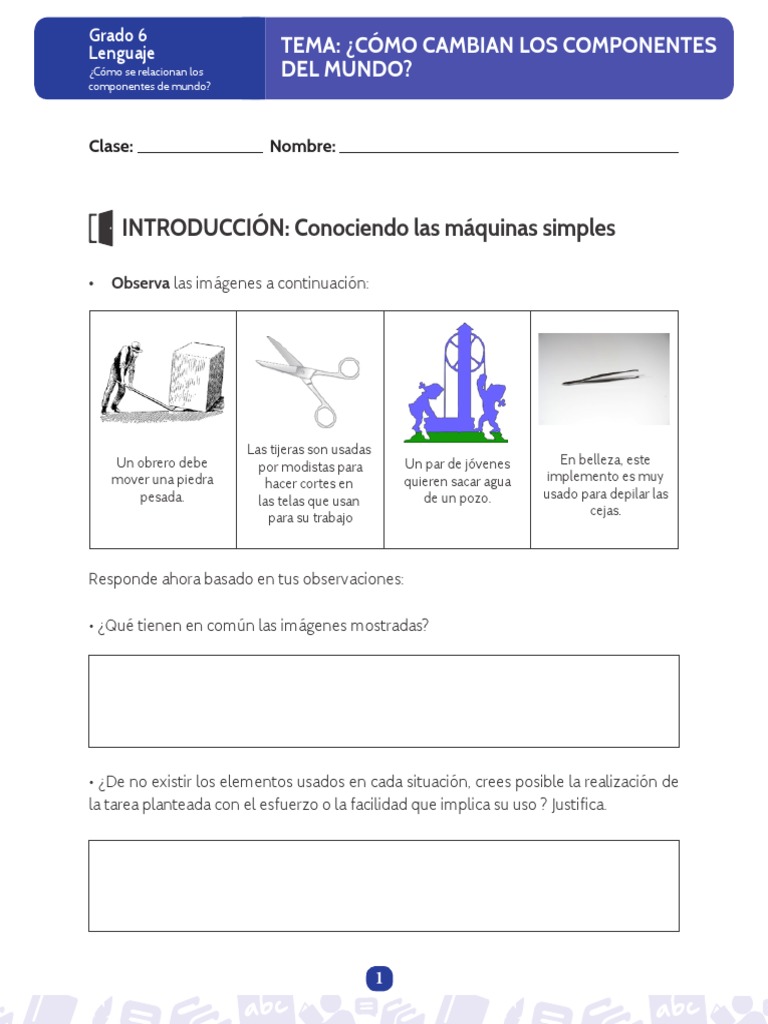 Máquinas Simples para Estudiantes de 6º Grado | PDF | Tornillo | Codo