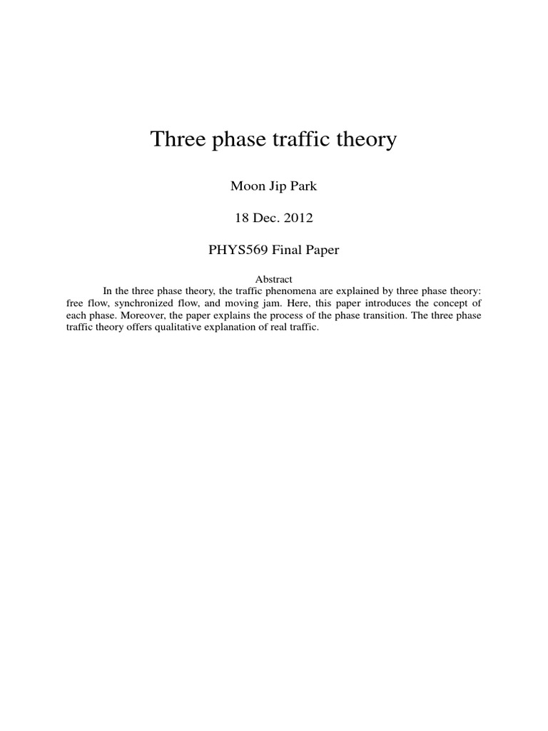 Three Phase Traffic Theory Explained | PDF | Physics | Epistemology Of ...