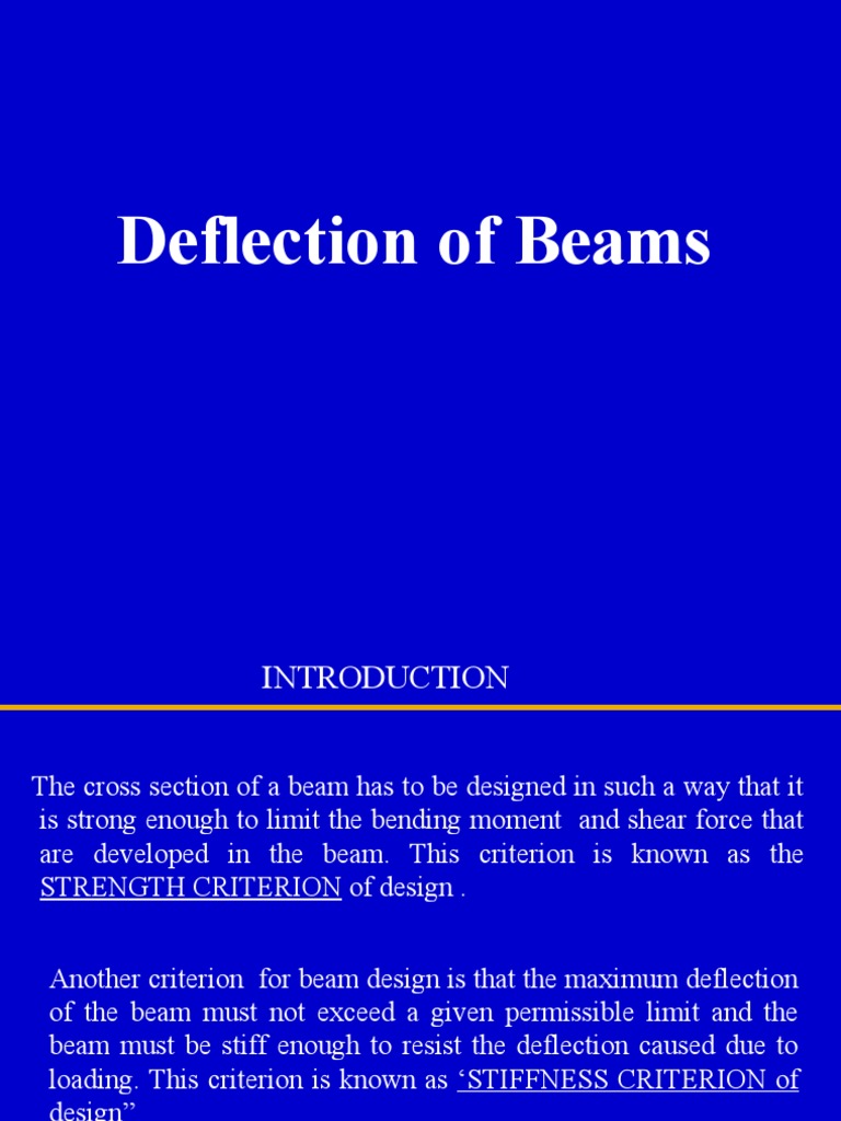 Unit 4 - Deflections | Download Free PDF | Bending | Beam (Structure)