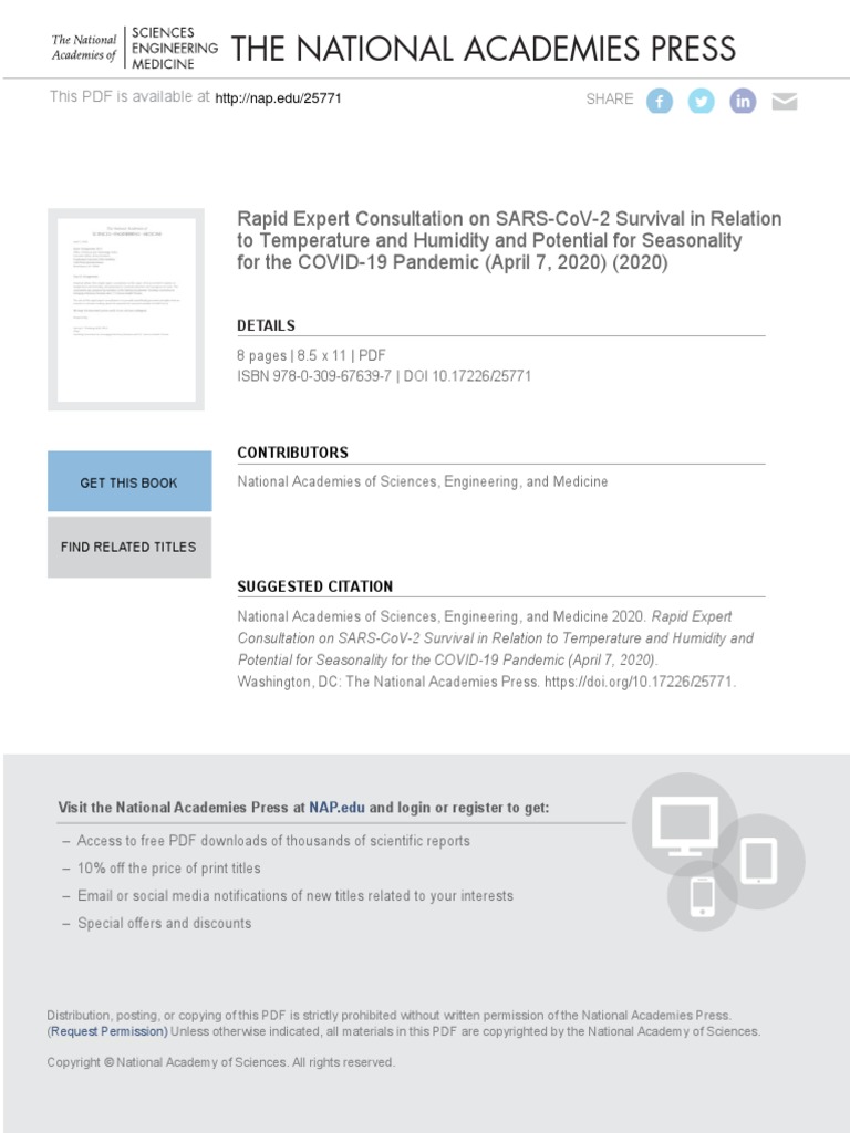 NAS Report | PDF | Influenza Pandemic | Virus