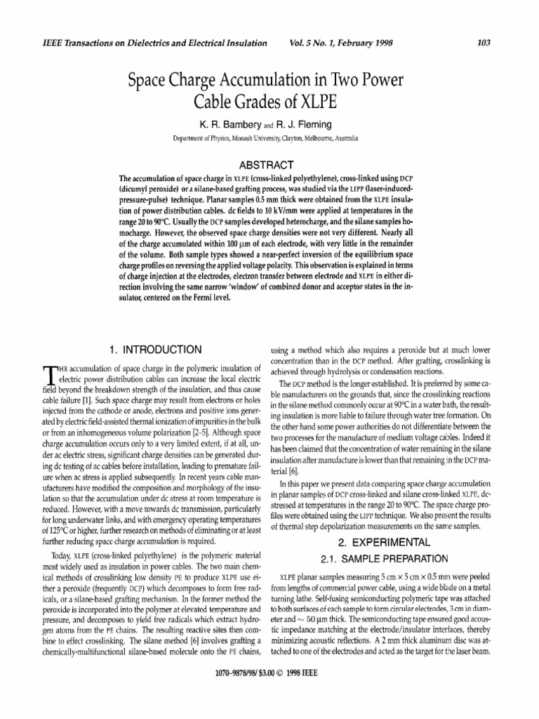 Space Charge Accumulation in Two Power C PDF | PDF | Electrical Resistivity And Conductivity ...