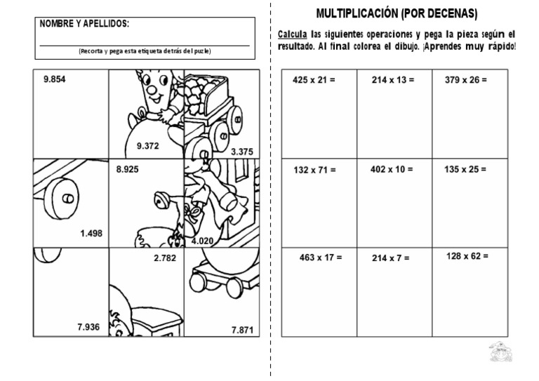 Hojas De Multiplicación De Dos Dígitos Para Imprimir Tablas De