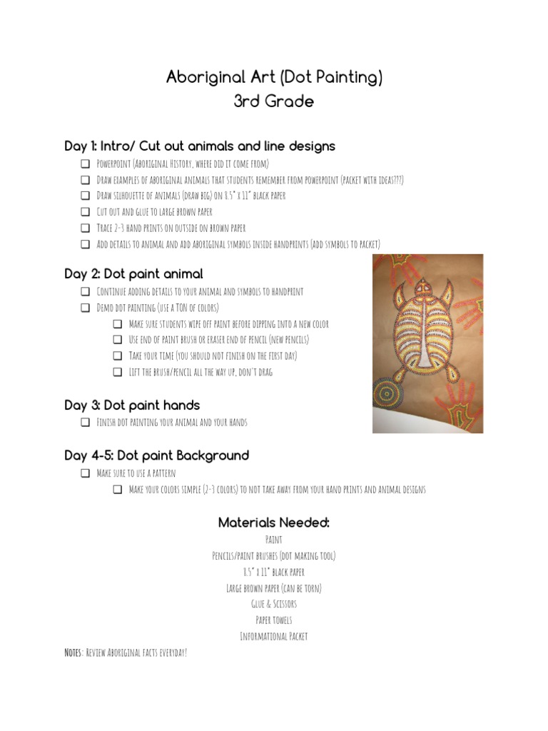 Aboriginal Art (Dot Painting) 3rd Grade: Day 1: Intro/ Cut Out Animals ...