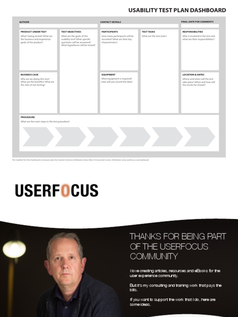 Usability Test Plan Dashboard: Author Contact Details Final Date For ...