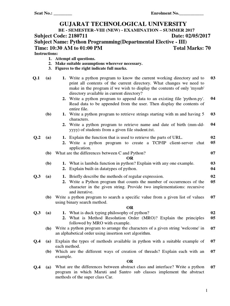 Gujarat Technological University | PDF | String (Computer Science) | Python (Programming Language)