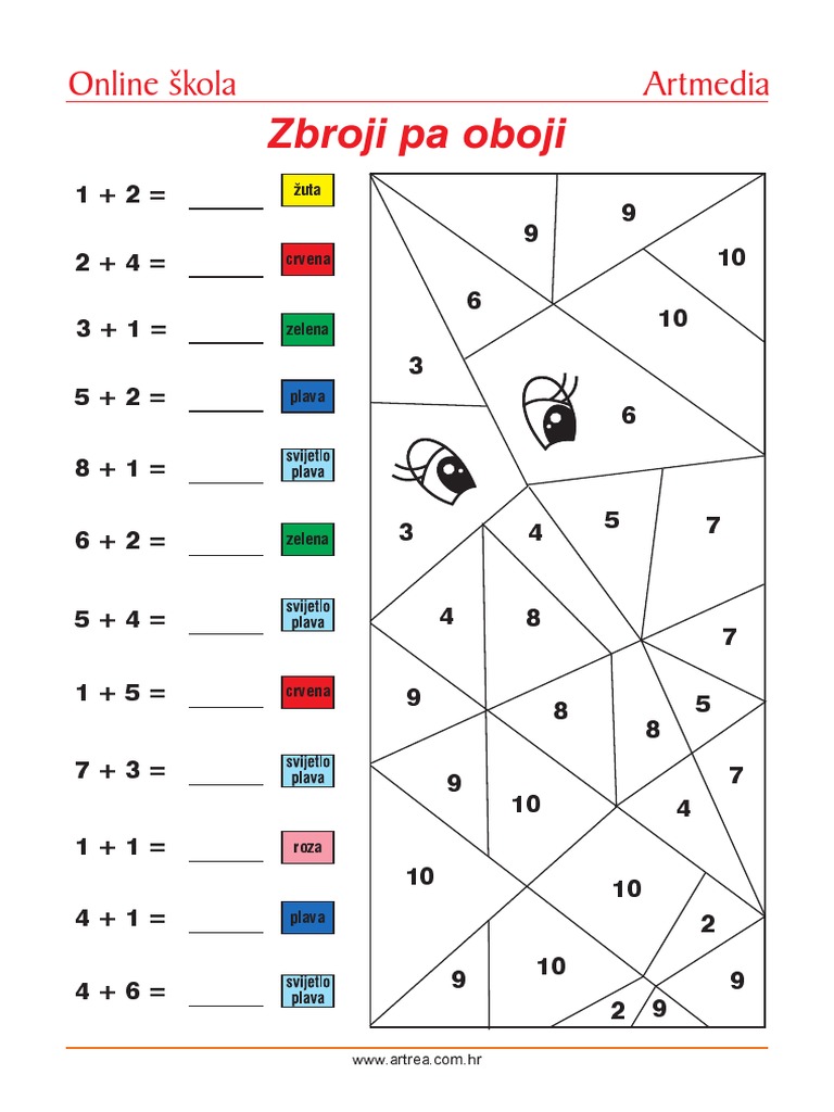 Sabiranje Do 10 - Oboji | PDF