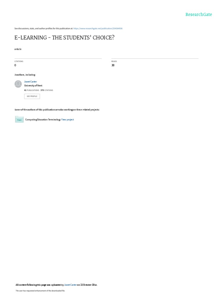 E-Learning - The Students Choice | PDF | Educational Technology | Learning