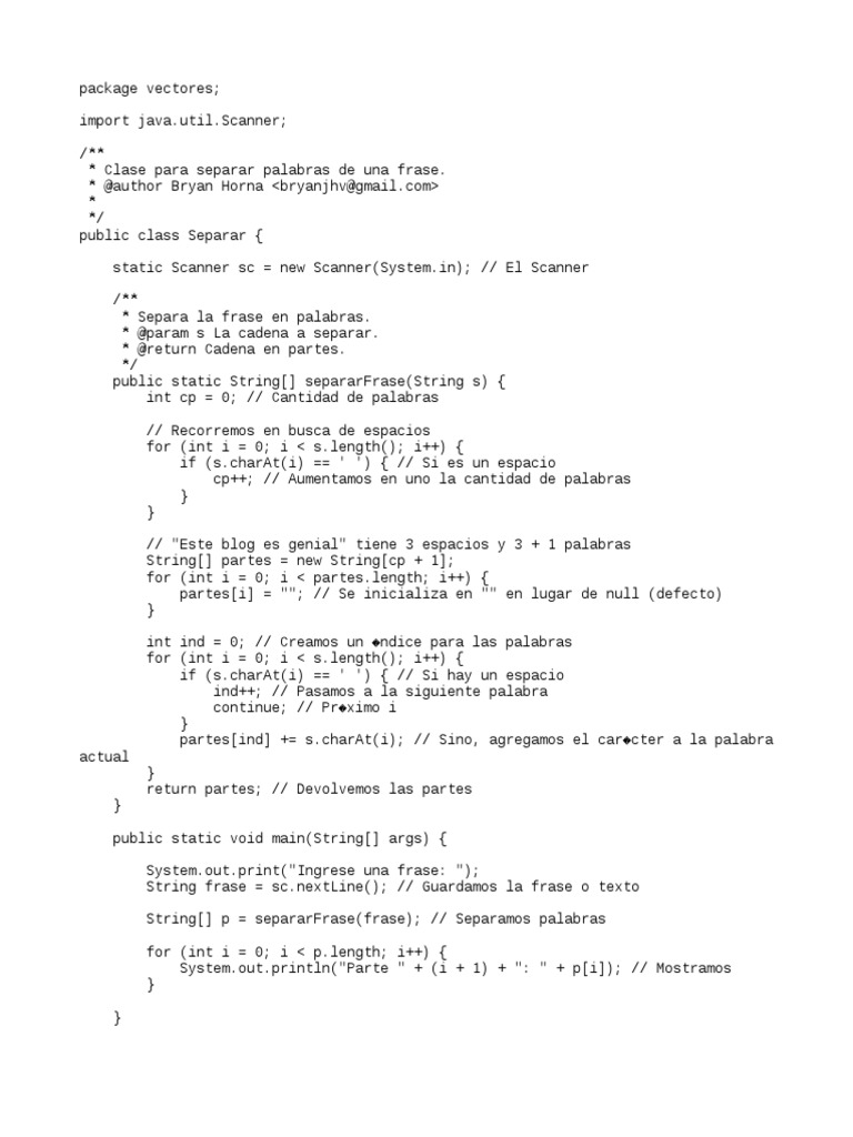 Separar Palabras en Java | PDF