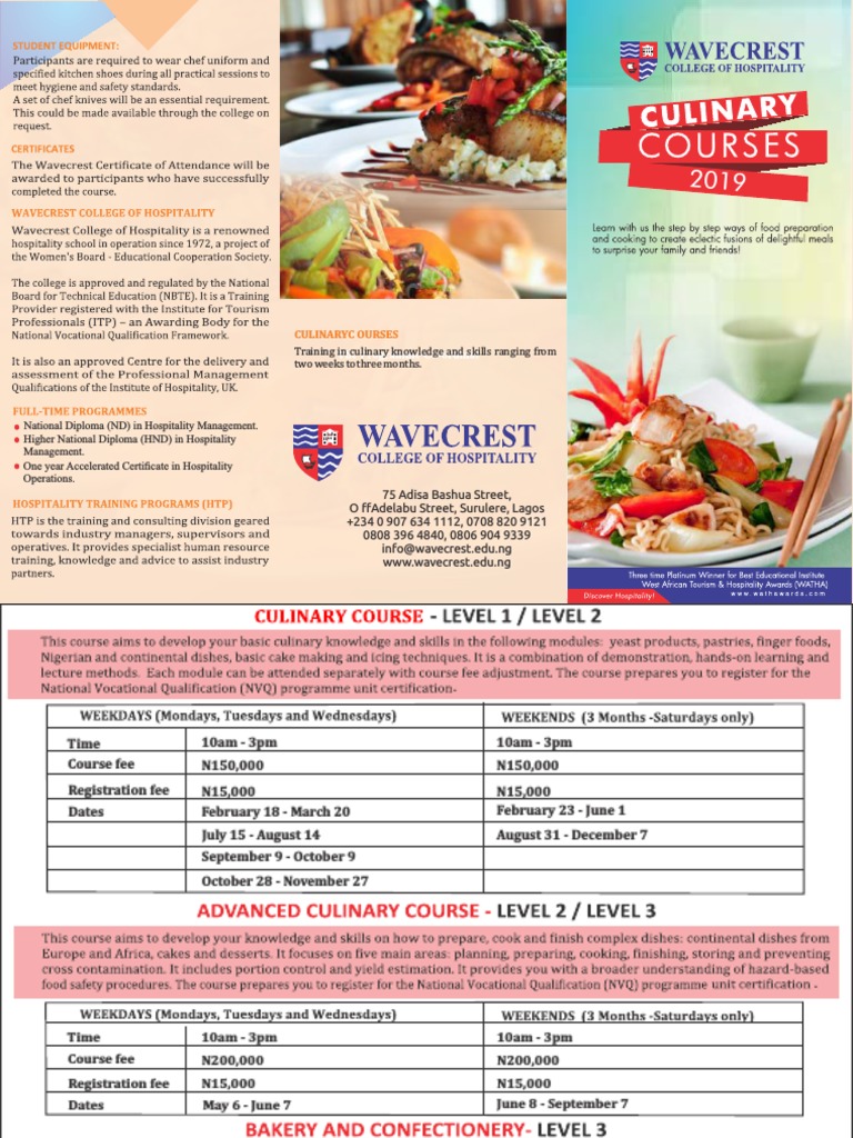 Culinary C Ourses: Training in Culinary Knowledge and Skills Ranging ...
