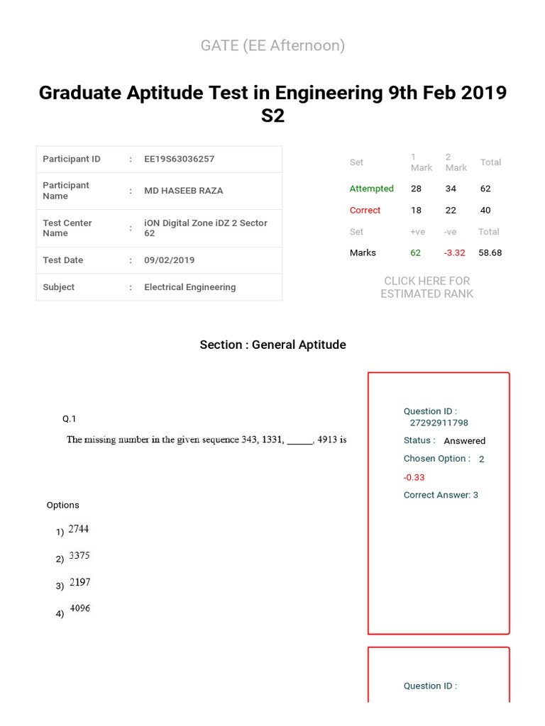 MADE EASY GATE 2019 Rank Predictor - Rank Calculator and Estimator PDF ...