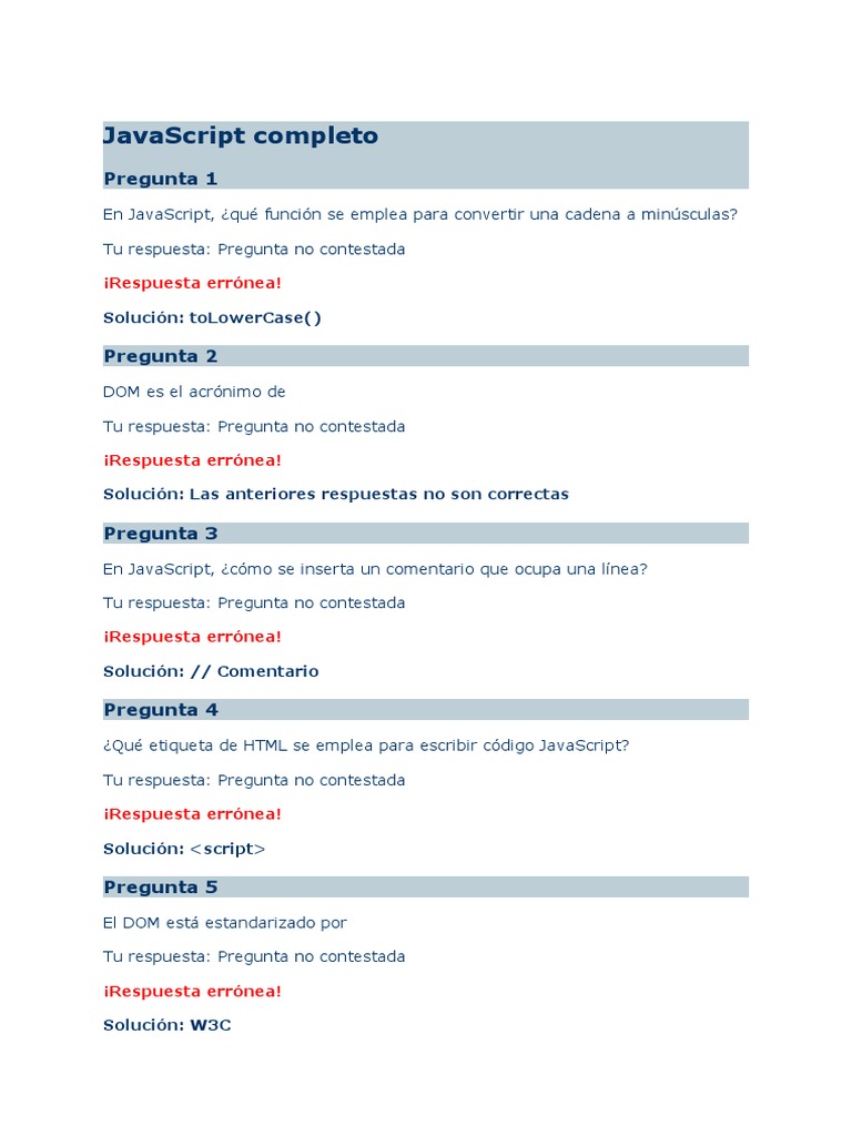 Respuestas Del Parcial | Descargar gratis PDF | Script Java | Desarrollo web