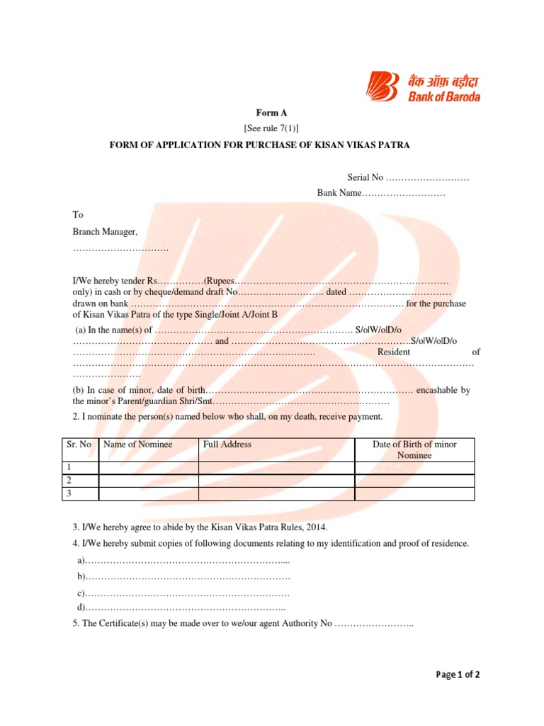 Form A: Page 1 of 2 | PDF | Banking | Financial Services