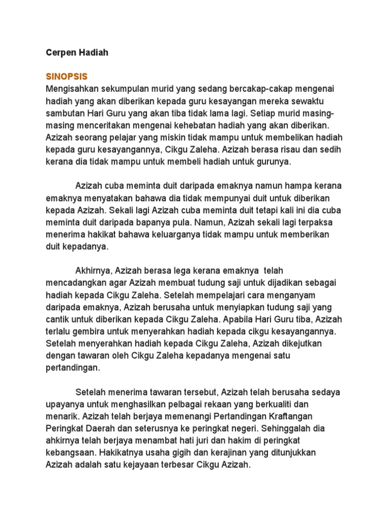 Cerpen Hadiah | PDF