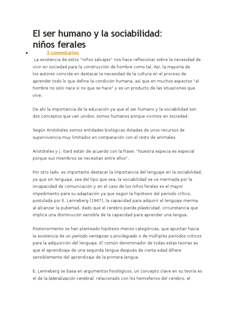 El Ser Humano y La Sociabilidad | PDF | Cognición | Conceptos psicologicos