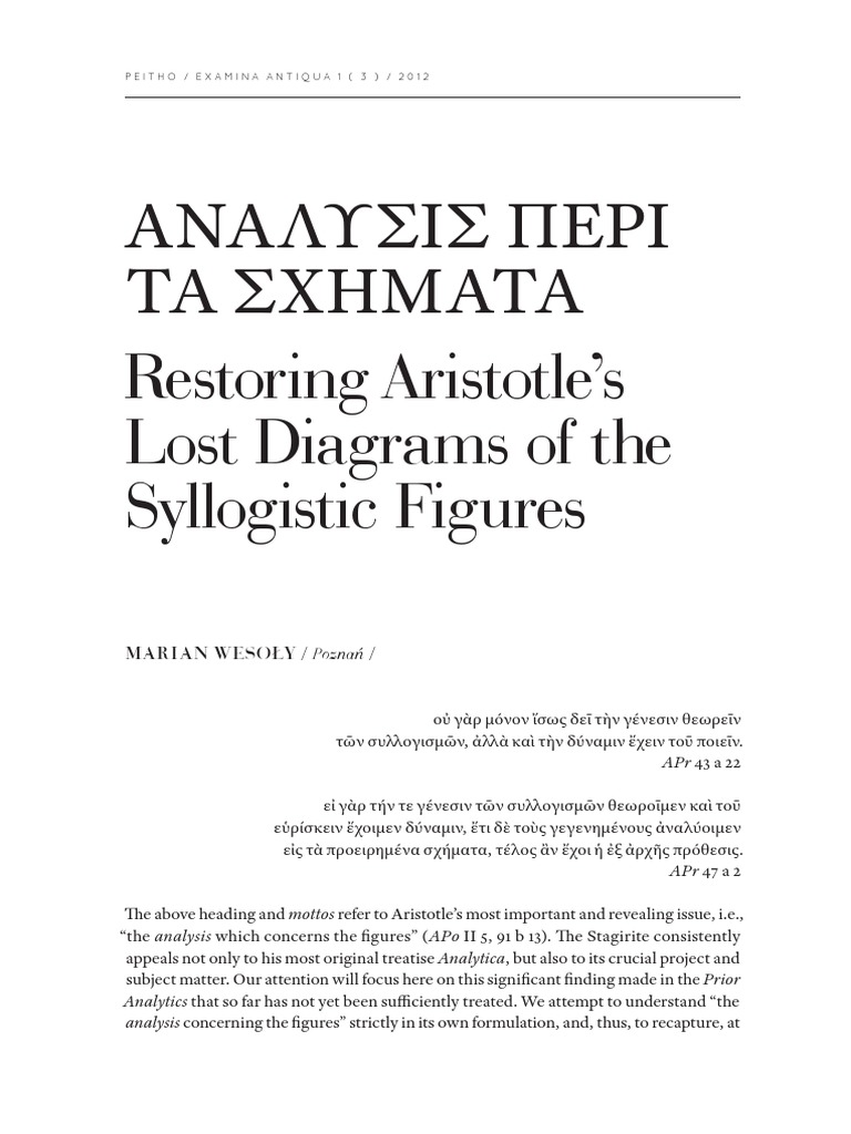 Restoring Aristotle's Lost Diagrams of The Syllogistic Figures | PDF ...