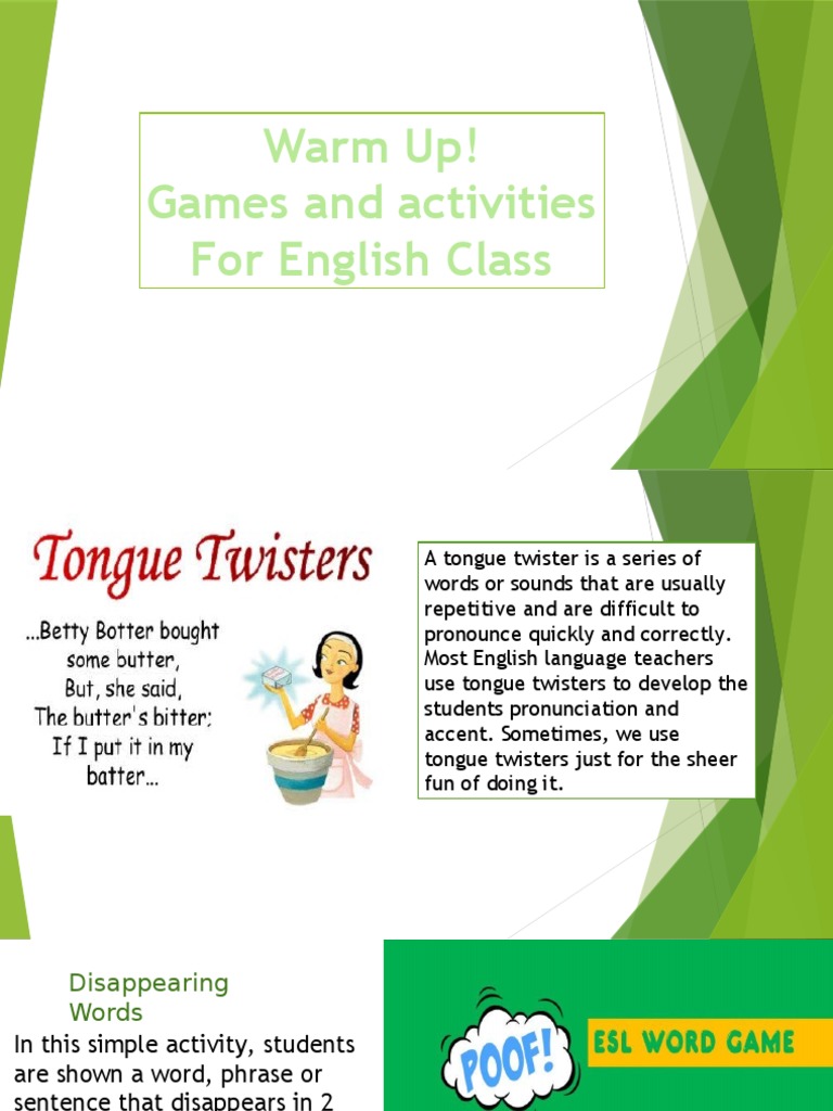 Engaging Warm-Up Activities for ESL | PDF