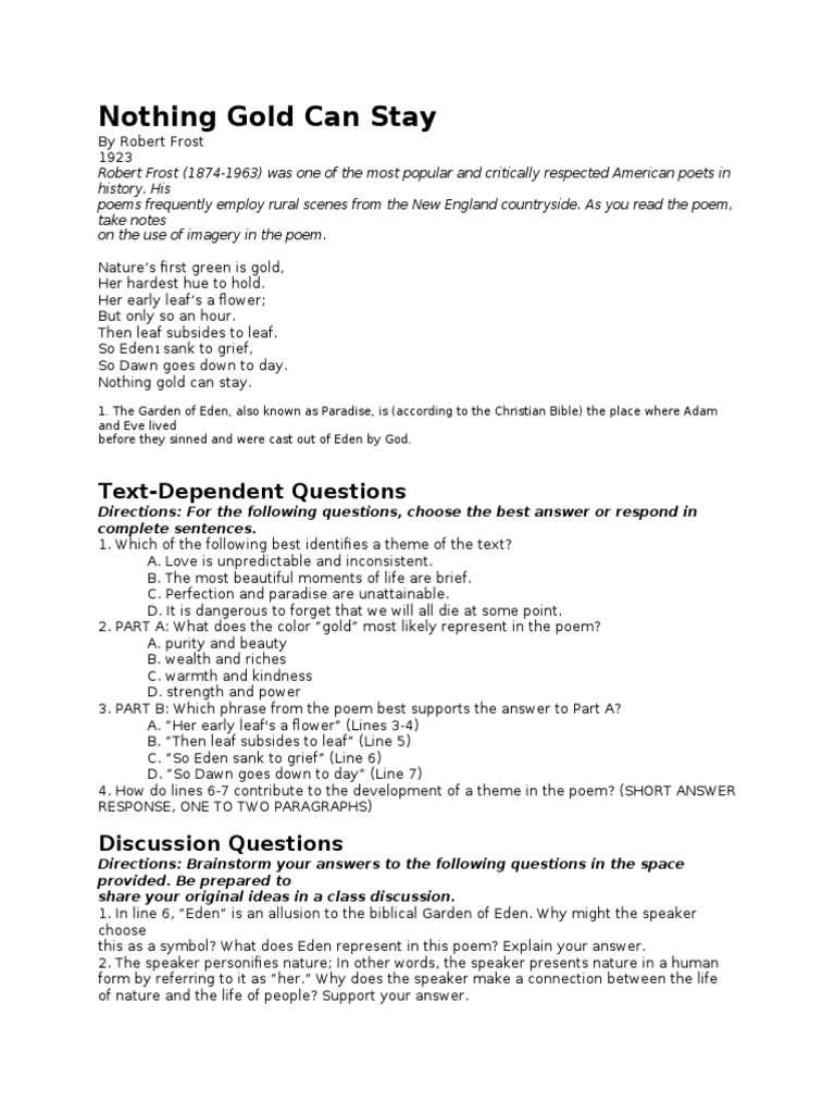 Nothing Gold Can Stay | PDF