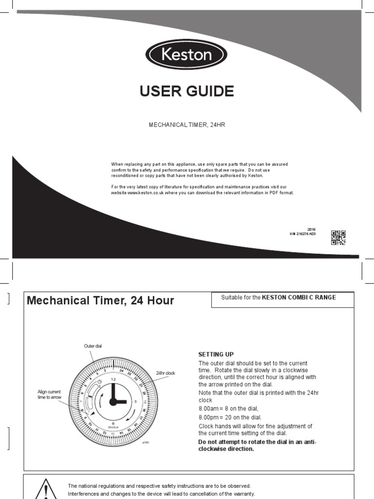 User Mechanical 24 Hour Timer User Guide 216276 3 | PDF | Manufactured ...