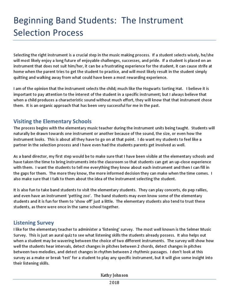 Beginning Band Students: The Instrument Selection Process: Visiting The ...